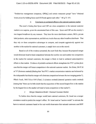 Memorandum Opinion Sysco US Foods Merger / Acquisition | PDF