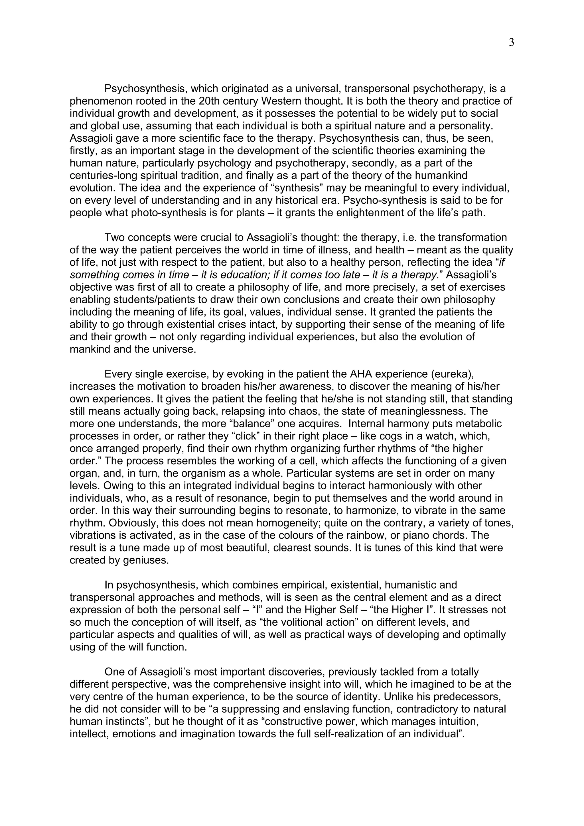 The Vision of Wholeness from the Viewpoint of Psychosynthesis | DOC