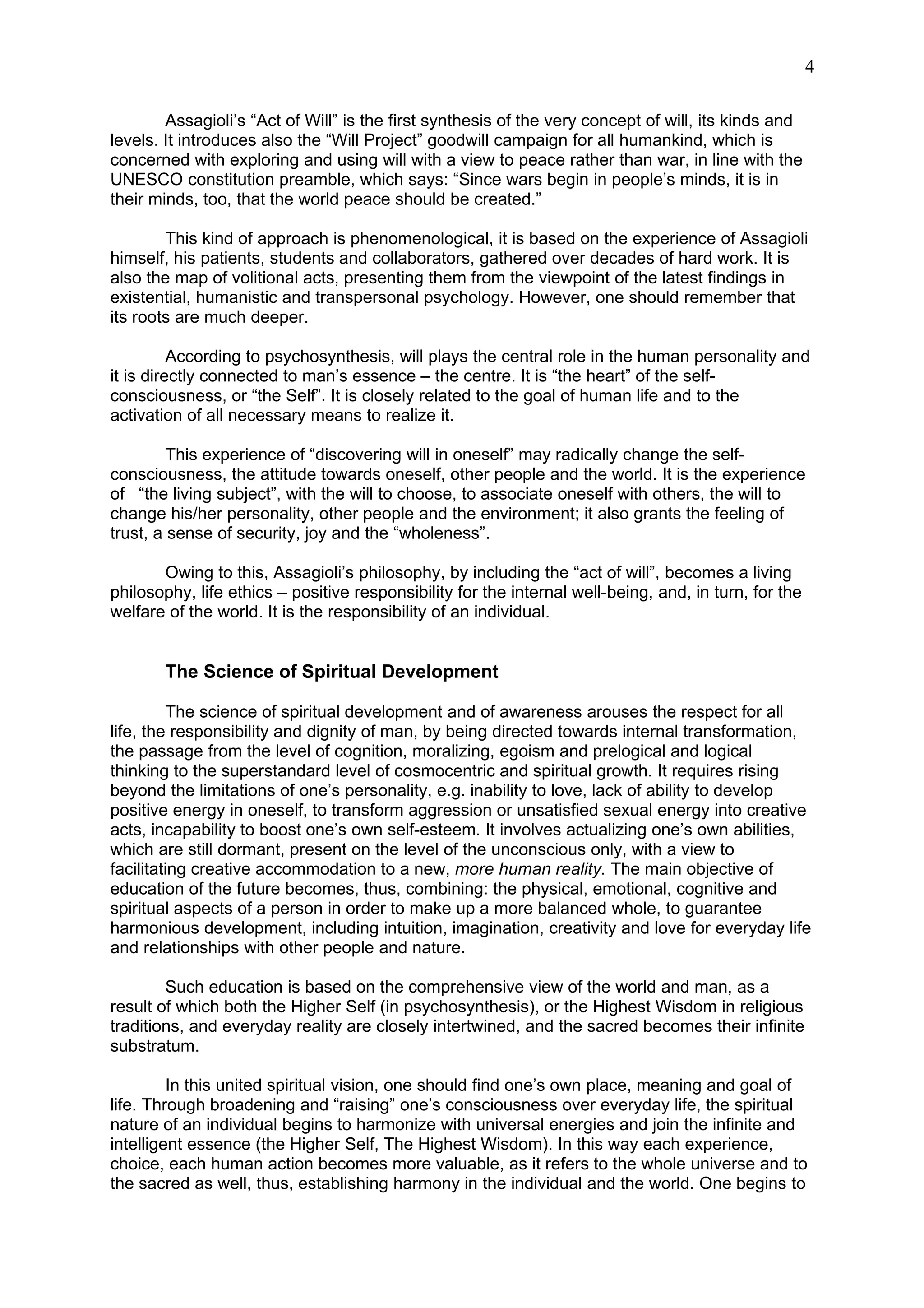 The Vision of Wholeness from the Viewpoint of Psychosynthesis | DOC