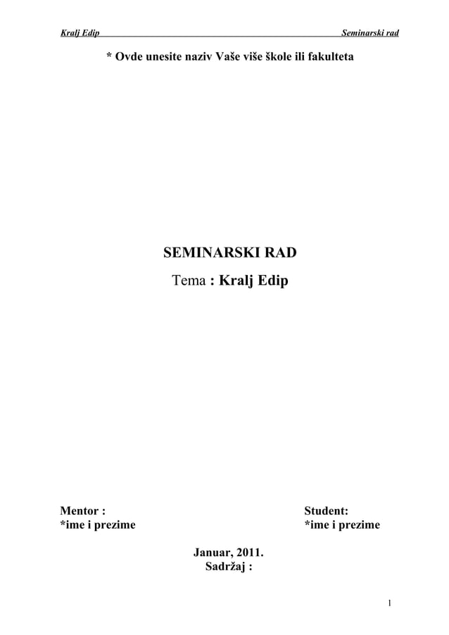 Kralj edip | DOC