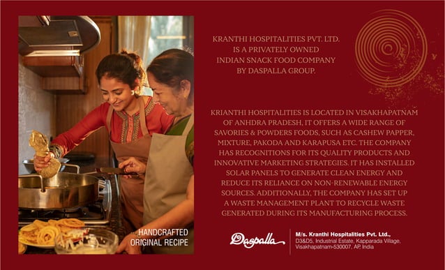 Kranthi foods snacks PPT business introduction ppt | PPT