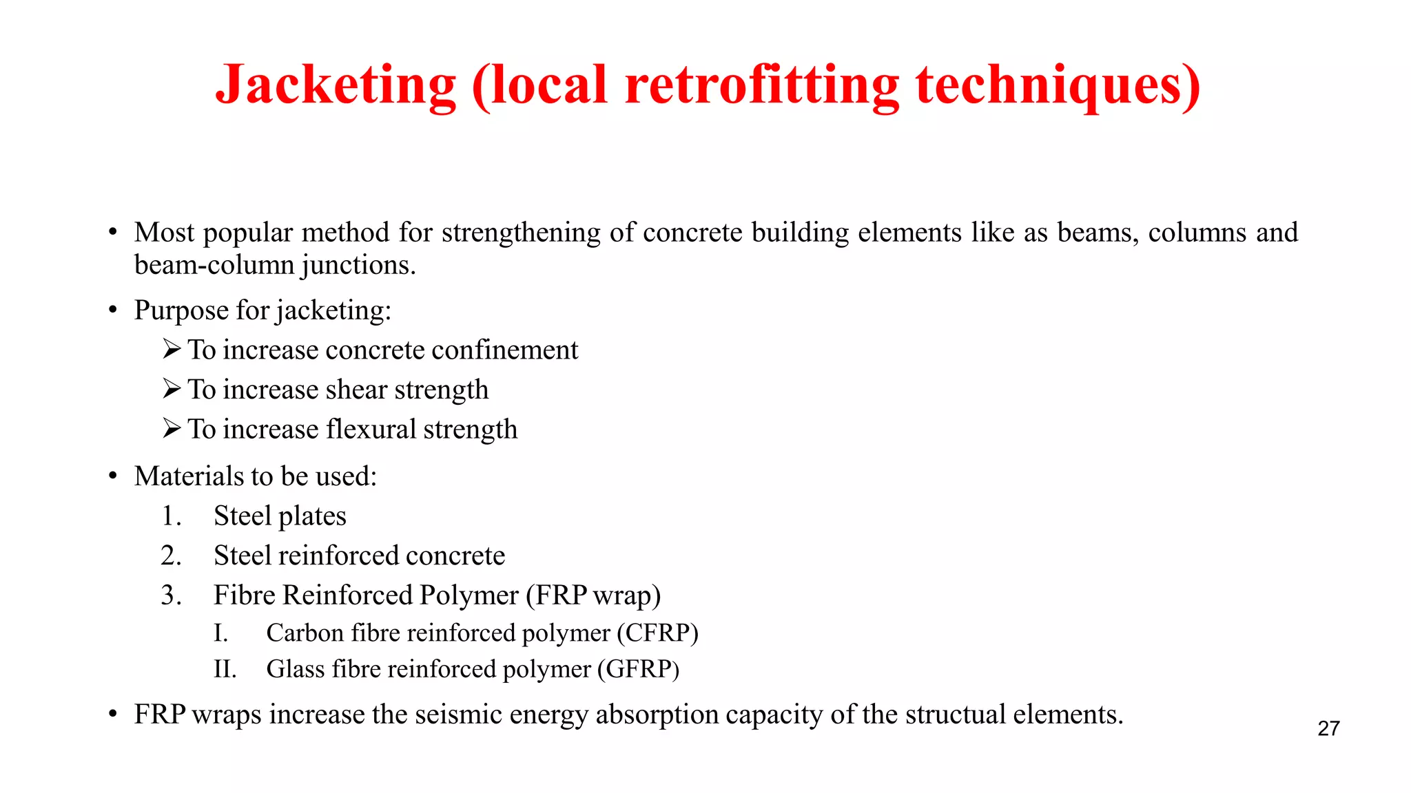 Seismic Retrofitting Techniques & Rehabilitation | PPTX