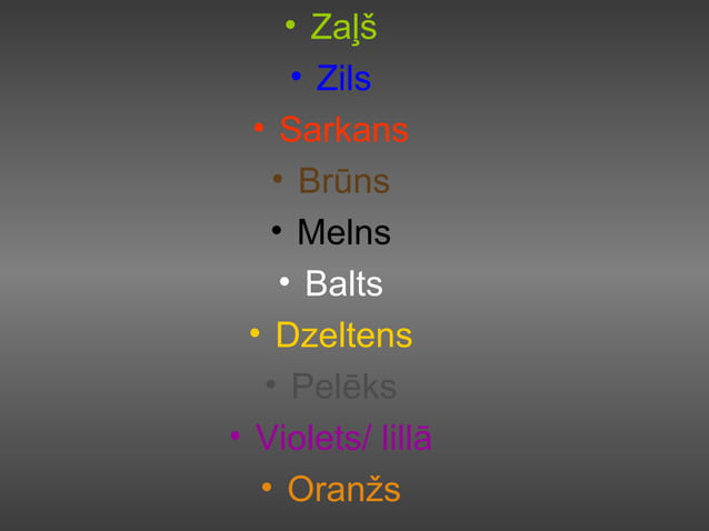 Latvian language: Colours | PPT