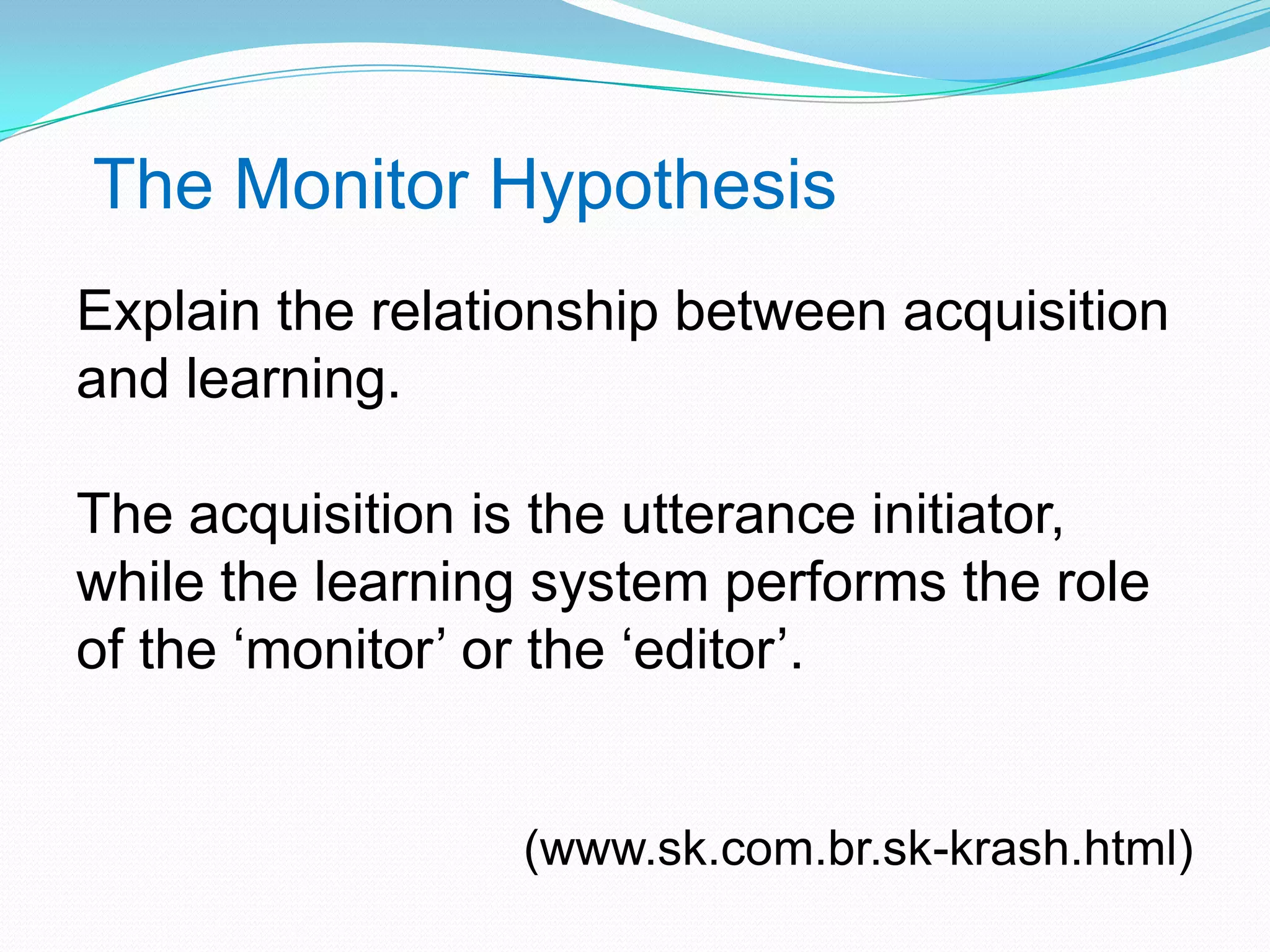 Krashen's Five Main Hypotheses | PPTX
