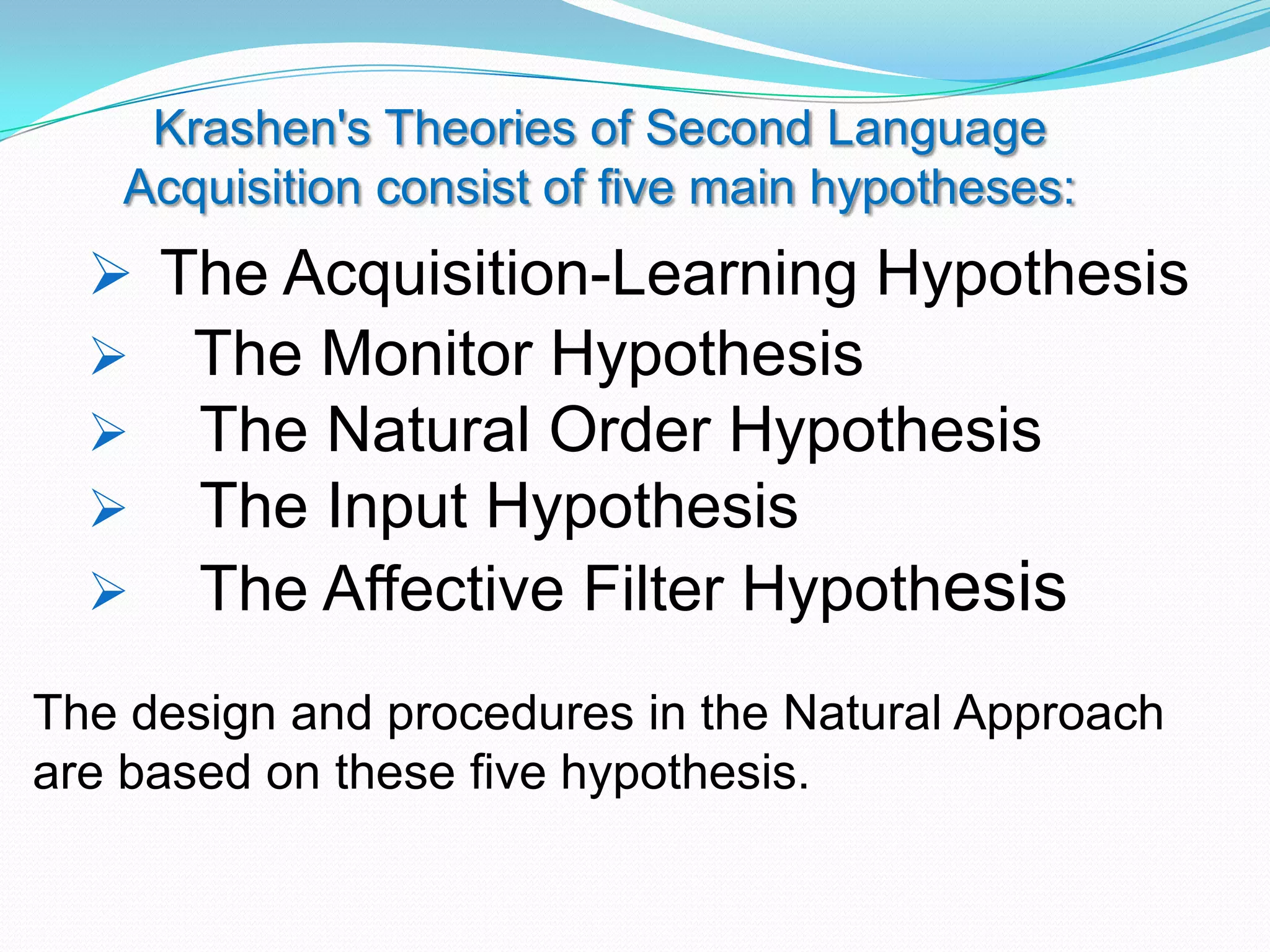 Krashen's Five Main Hypotheses | PPTX