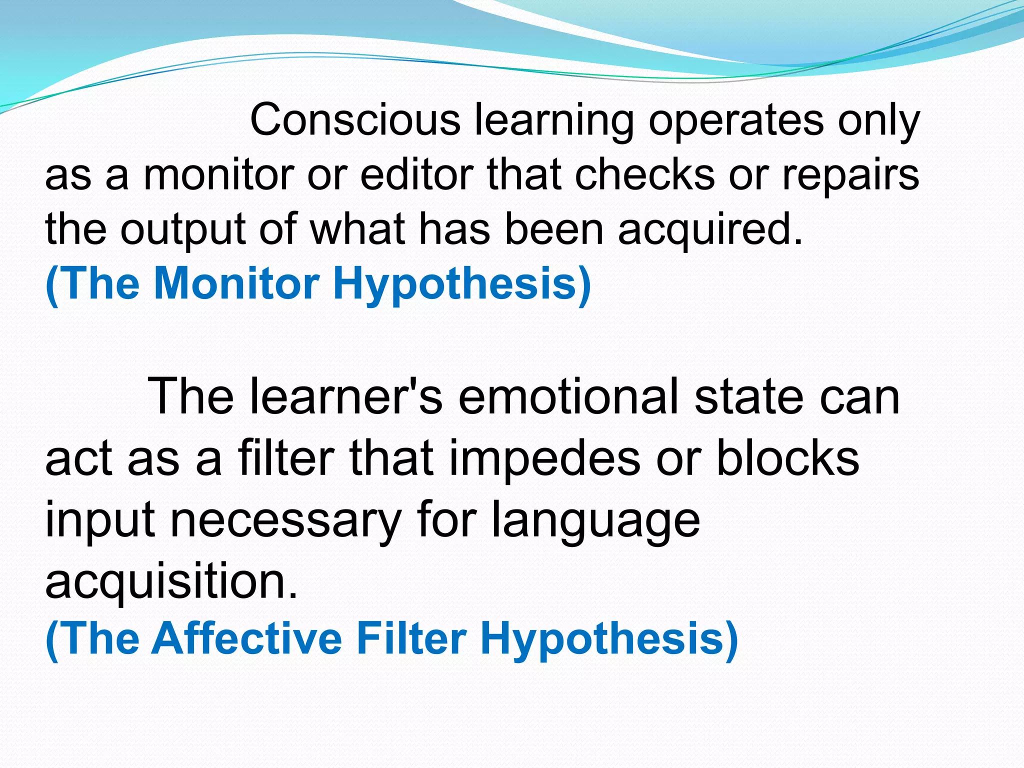 Krashen's Five Main Hypotheses | PPTX