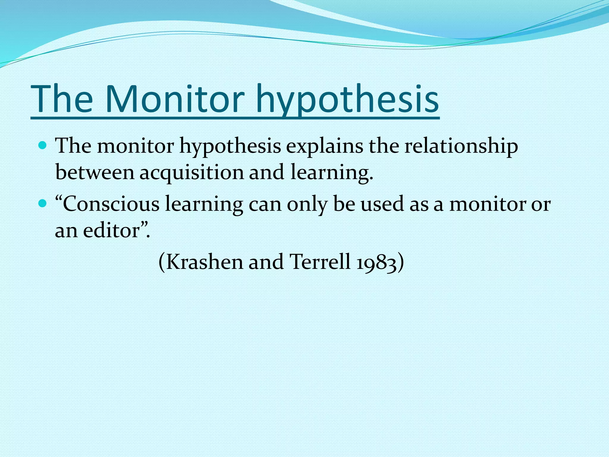 Krashen monitor model | PPTX