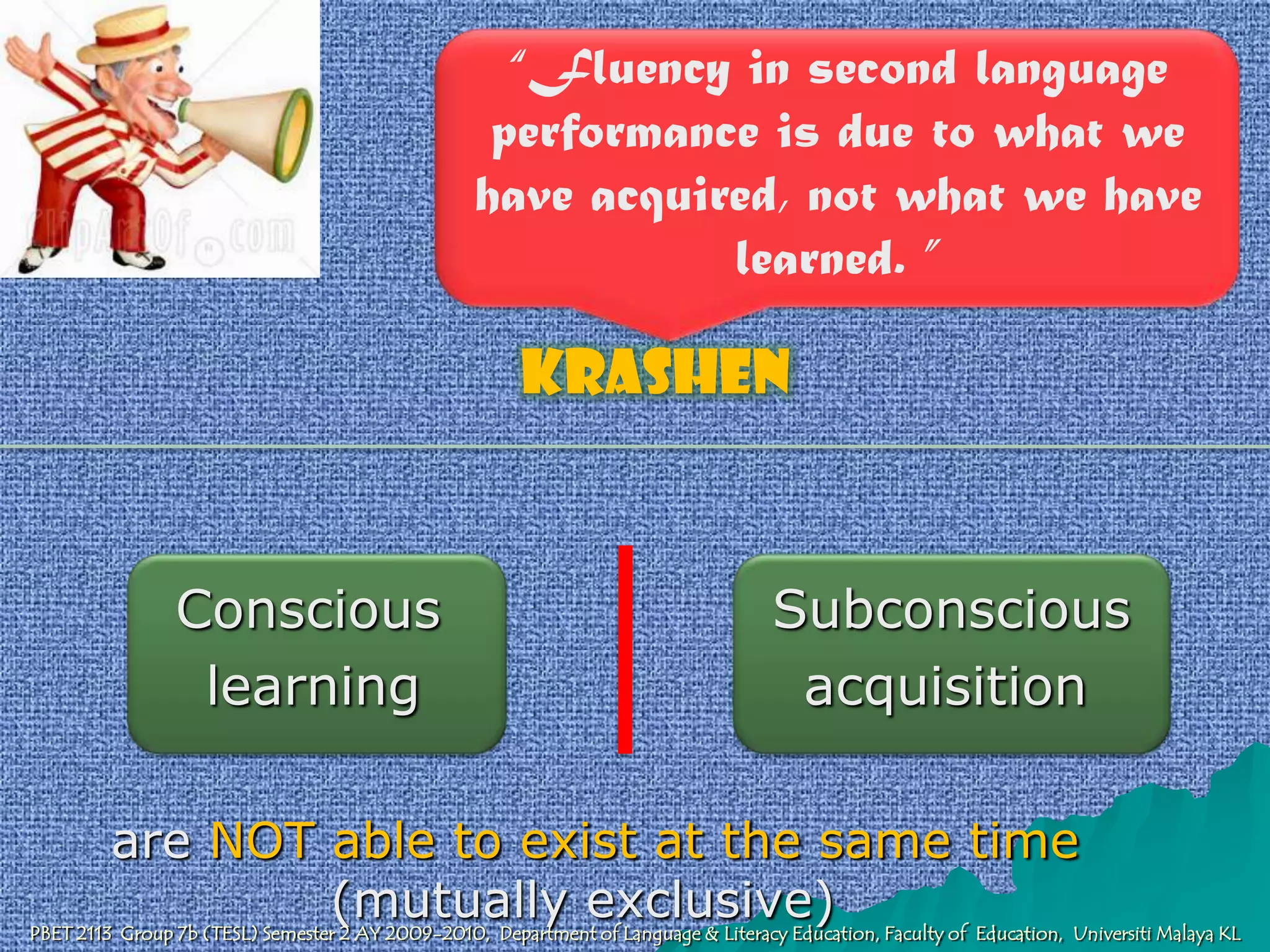 Krashen's Input Hypotheses | PPTX