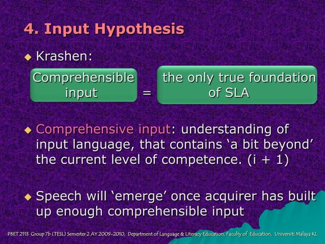 Krashen's Input Hypotheses | PPTX