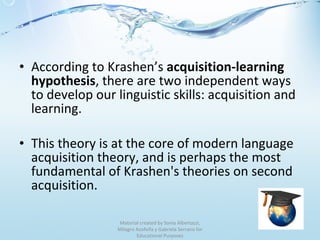 Krashen's theory on Second Language Acquisition | PPT
