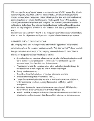 Report on Hindustan Zinc Limited | PDF
