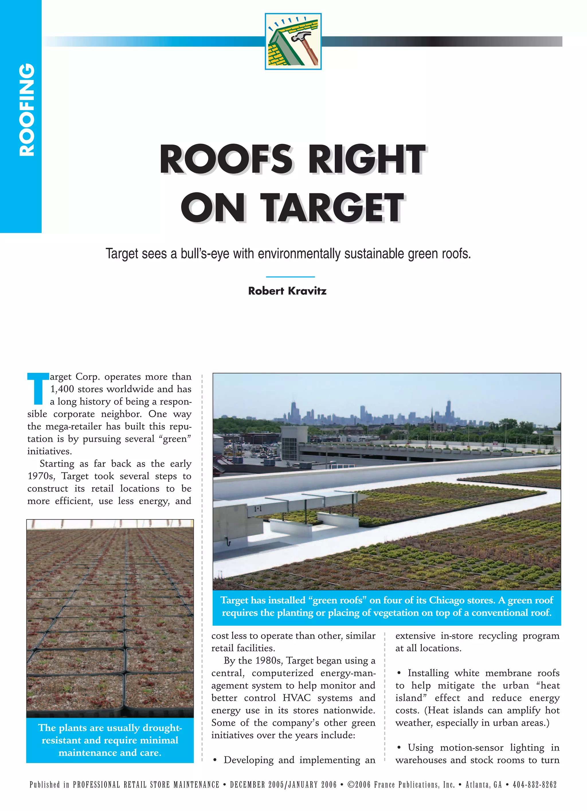 ROOFS RIGHT ON TARGET - sustainable green roofs brochure | PDF ...