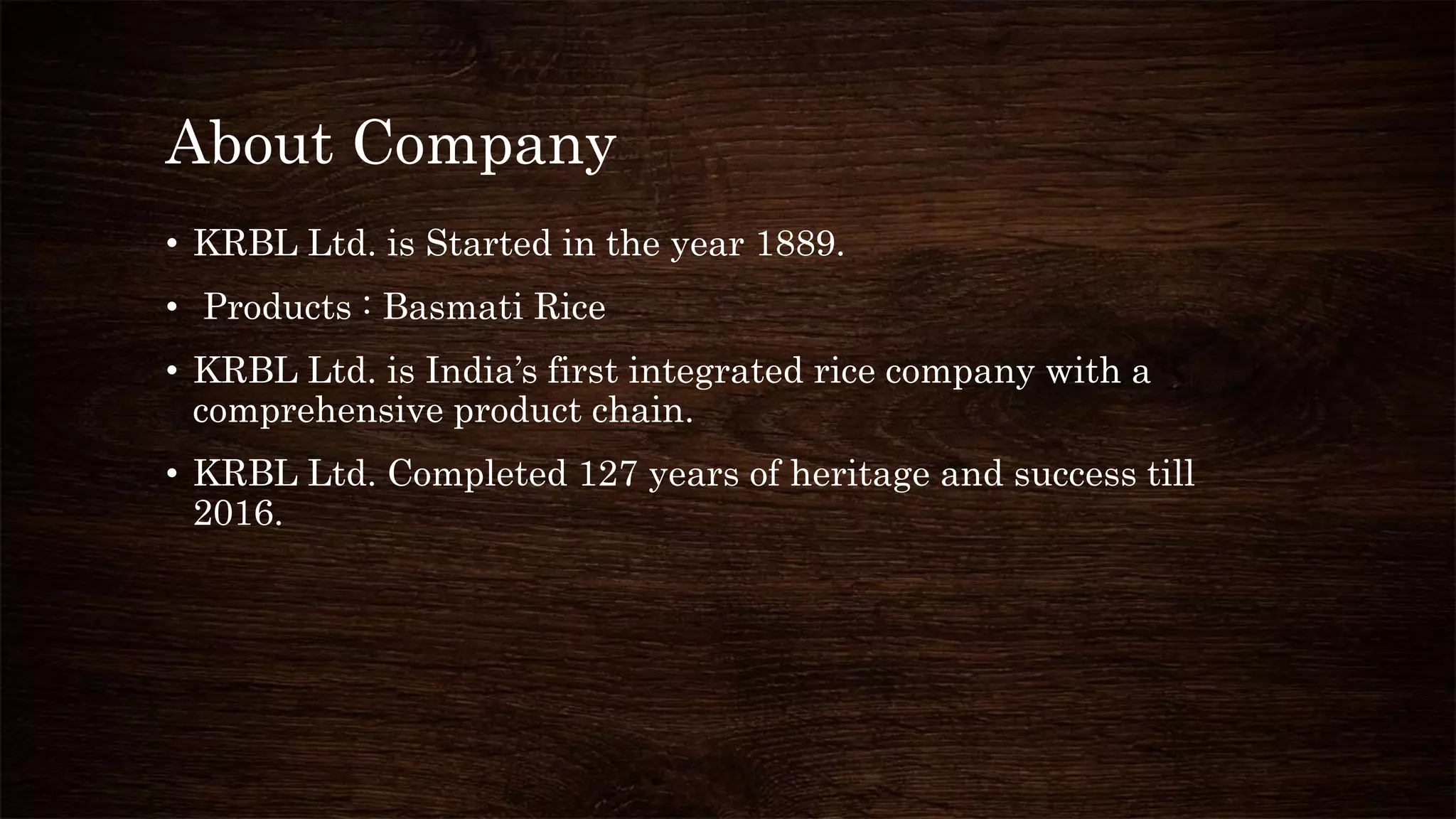 A Brief Analysis on KRBL Limited | PPTX