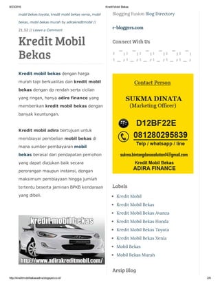 Kredit mobil bekas | PDF