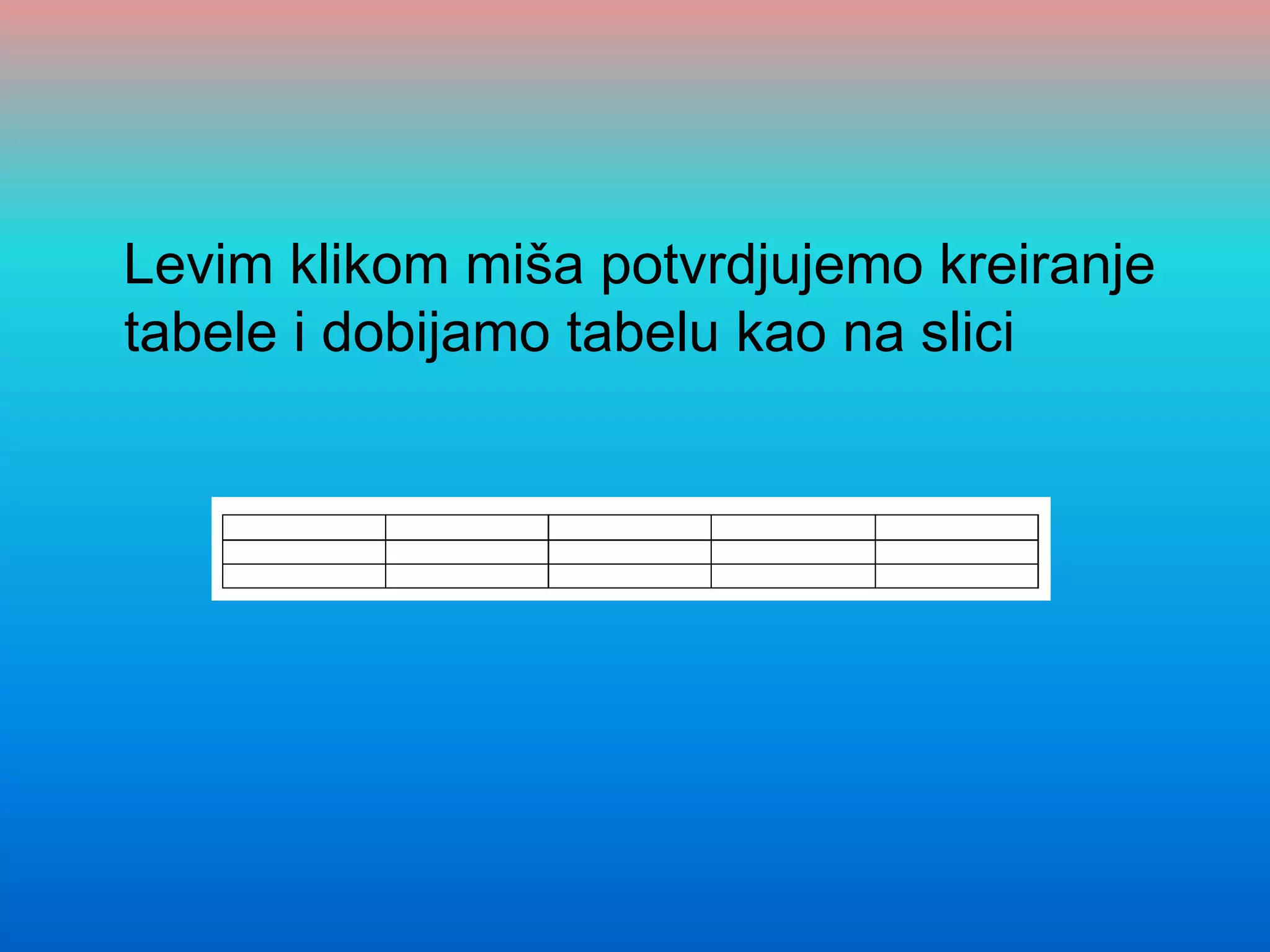 Kreiranje tabela | PPTX