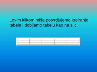 Kreiranje tabela | PPT