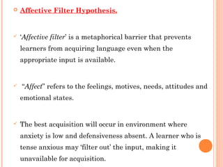 Kreshen's theory on language acquisition | PPT