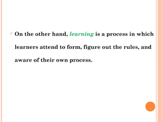Kreshen's theory on language acquisition | PPT