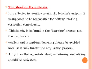 Kreshen's theory on language acquisition | PPT