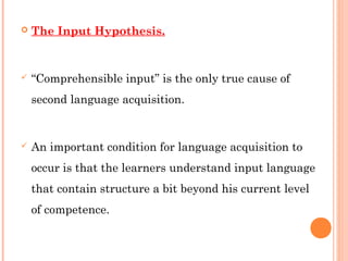 Kreshen's theory on language acquisition | PPT