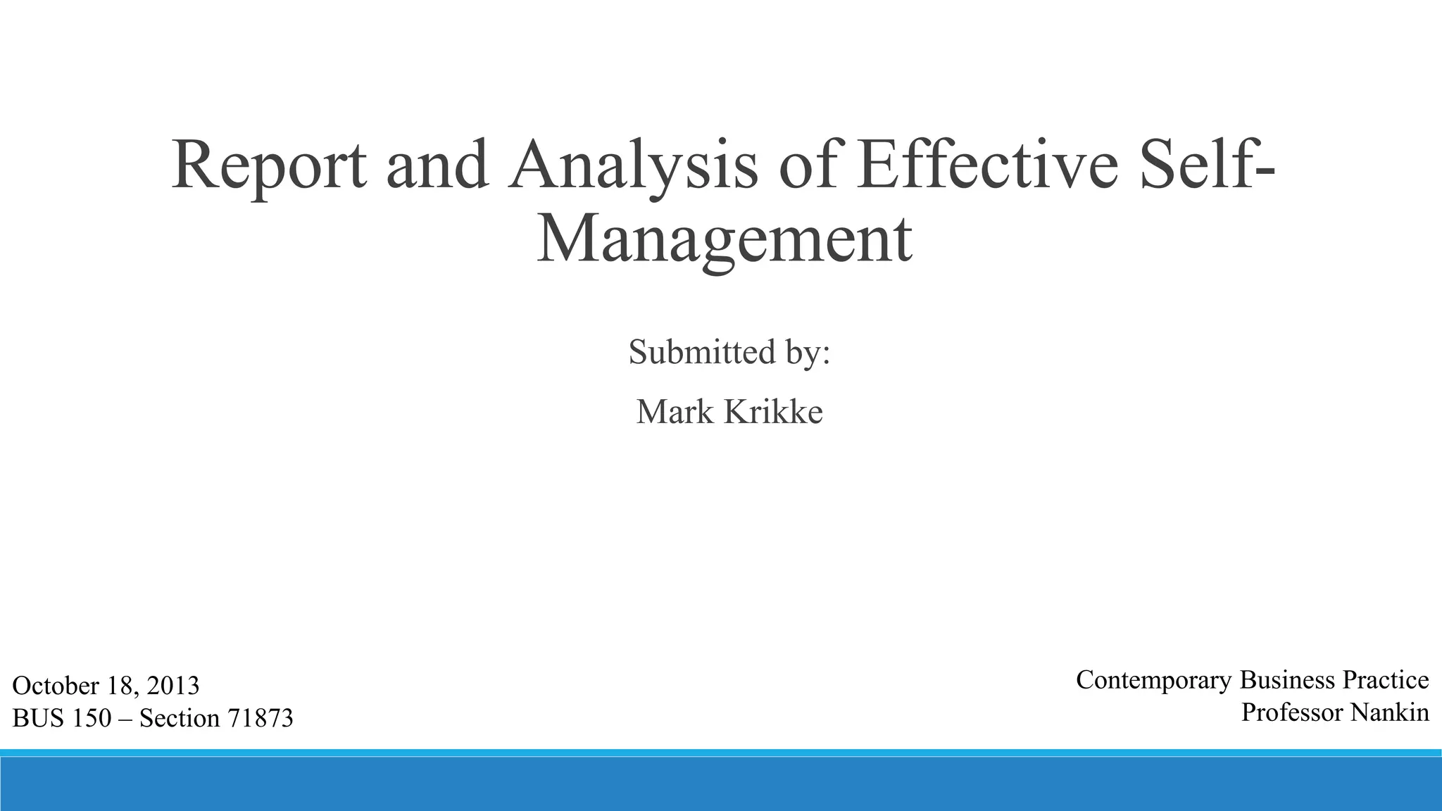 Krikke time management assignment | PPT