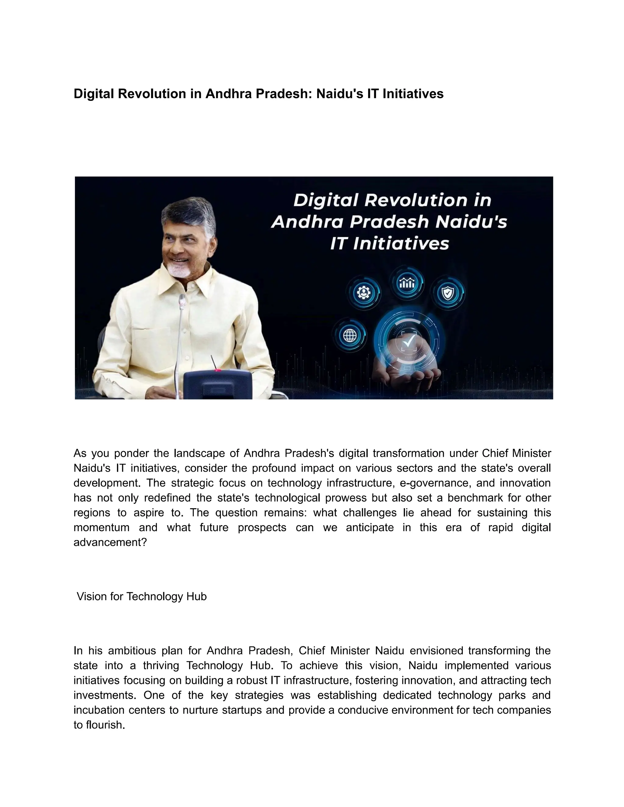 Digital Revolution in Andhra Pradesh: Naidu's IT Initiatives | PDF