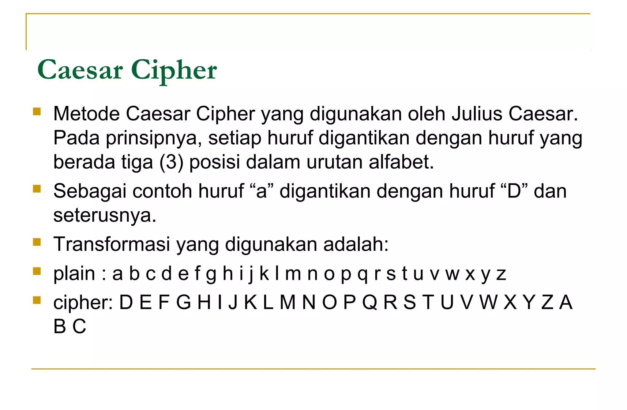 5 Macam Metode Dasar Kriptografi | PPT