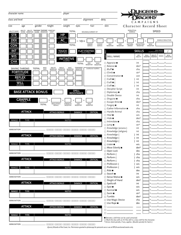 Kris D&D Fillable 3.5 Char Sheet | PDF