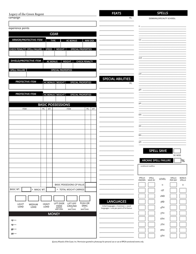 Kris D&D Fillable 3.5 Char Sheet | PDF