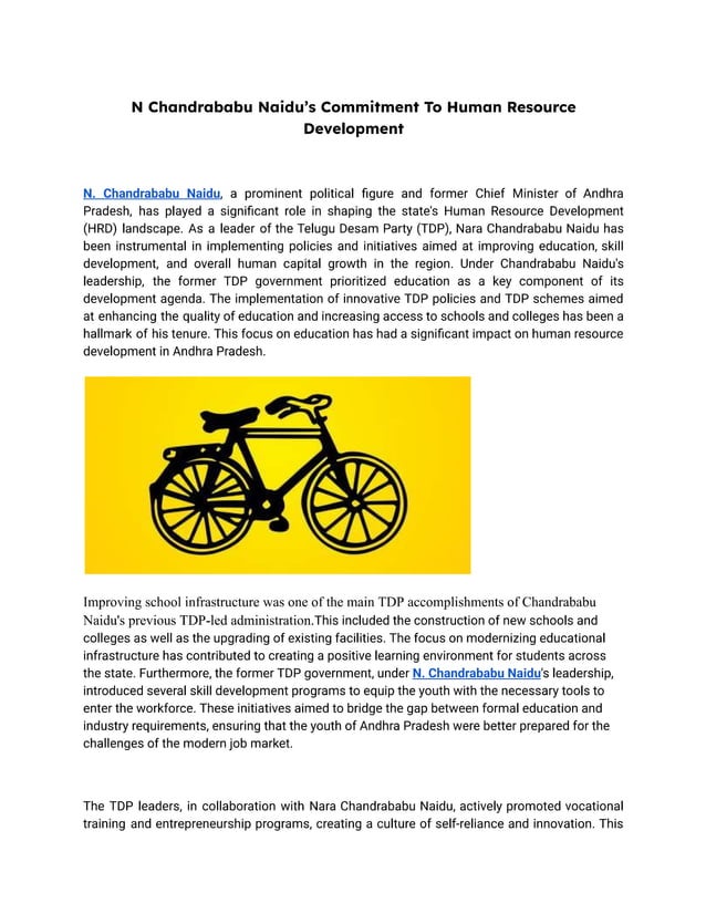 N Chandrababu Naidu’s Commitment To Human Resource Development | PDF