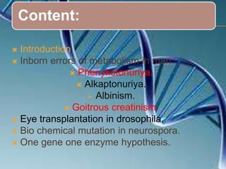 BIOCHEMICAL MUTATION/GENETICS | PPTX