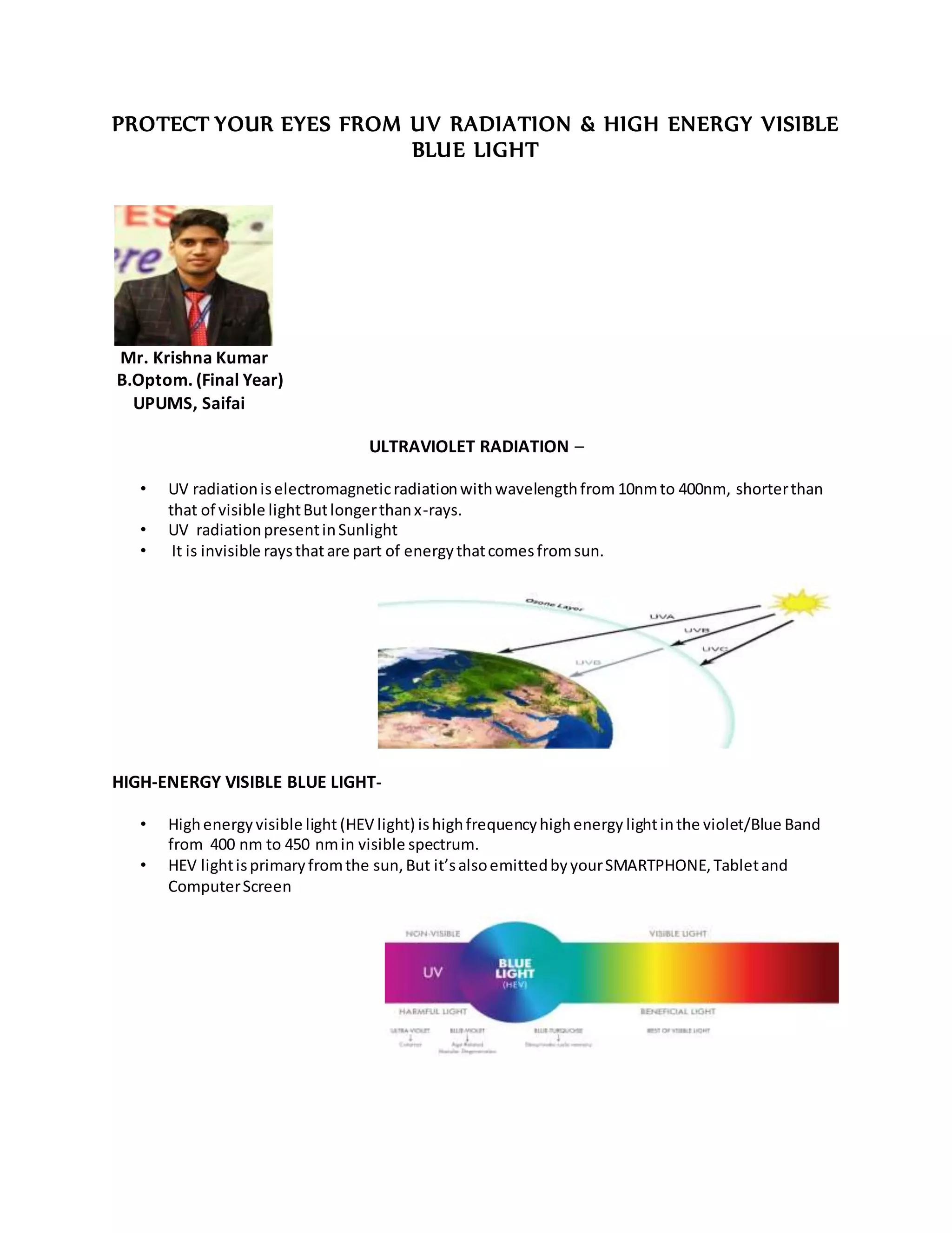Protect your eyes from UV radiation & Blue Light | DOCX