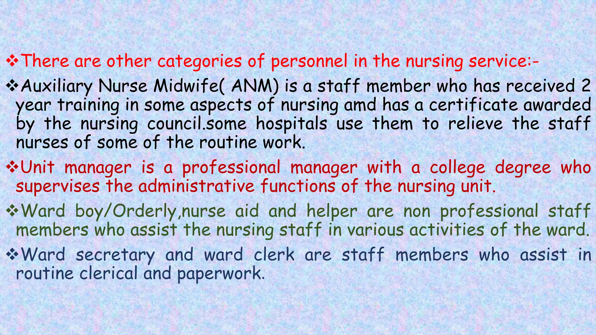 organization and functions of nursing services presentation | PPTX