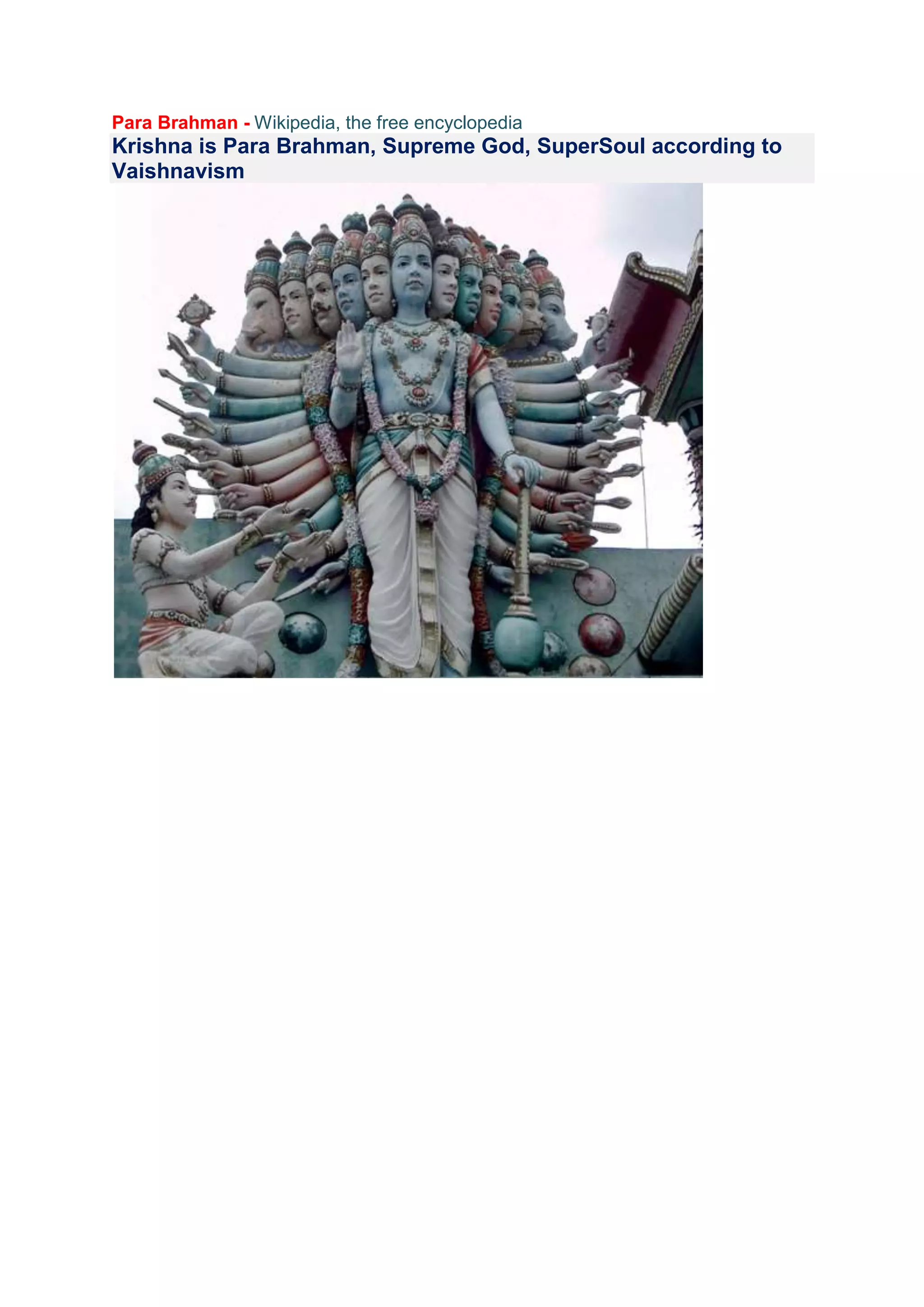 Krishna is para brahman, supreme god | DOCX