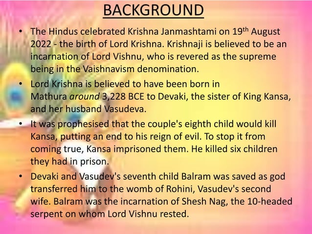 krishna janmashtmi.pptx | Hinduism | Religion & Spirituality
