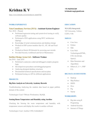 Krishna kv resume 2019 | PDF