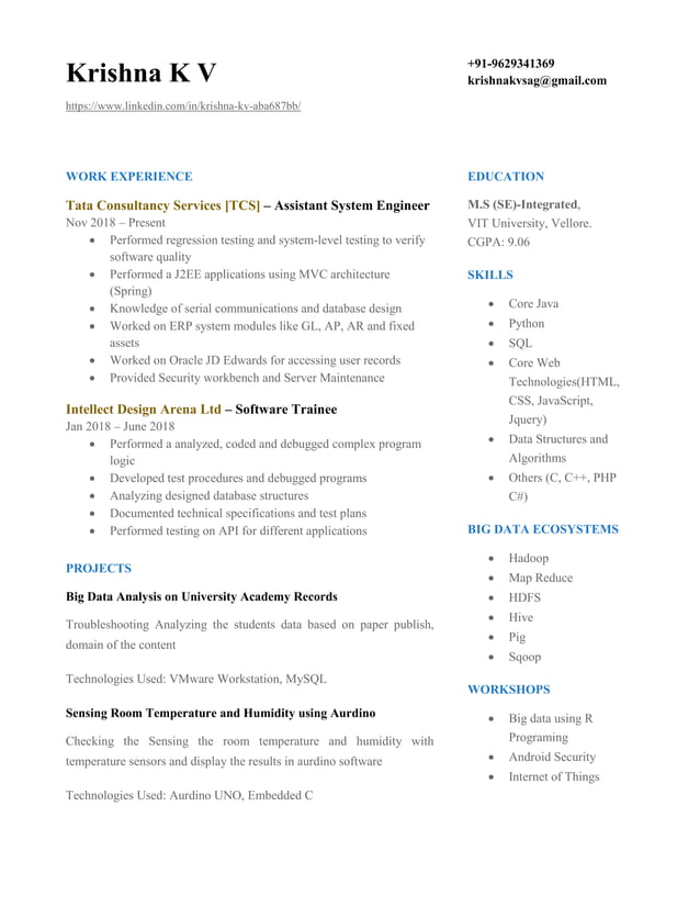Krishna kv resume 2019 | PDF