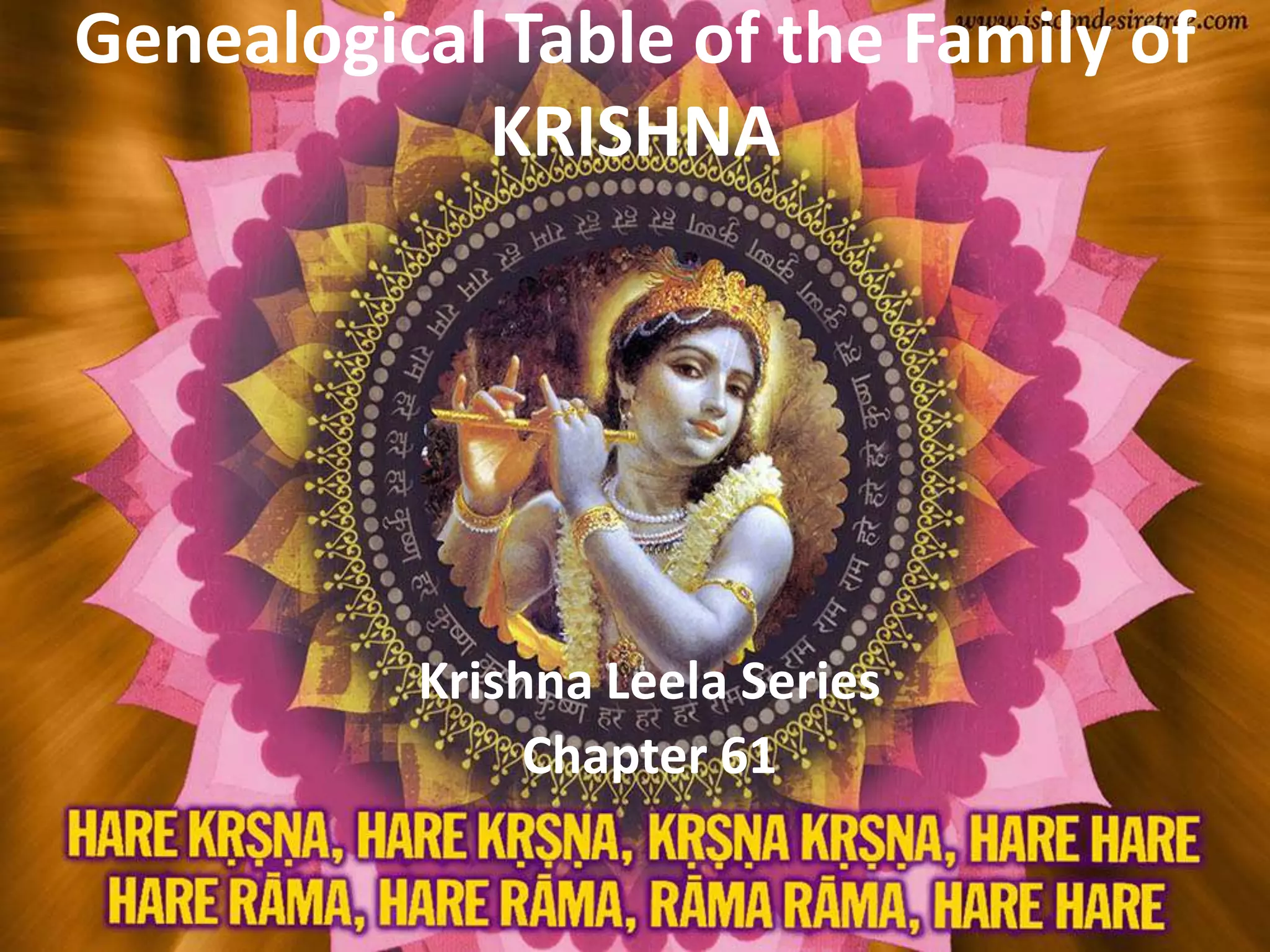 Krishna Leela Series - Part 56 - The Genealogy of the Family of Krishna ...