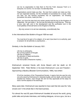 KRISHNAMURTI AND THE STAR IN THE EAST | PDF