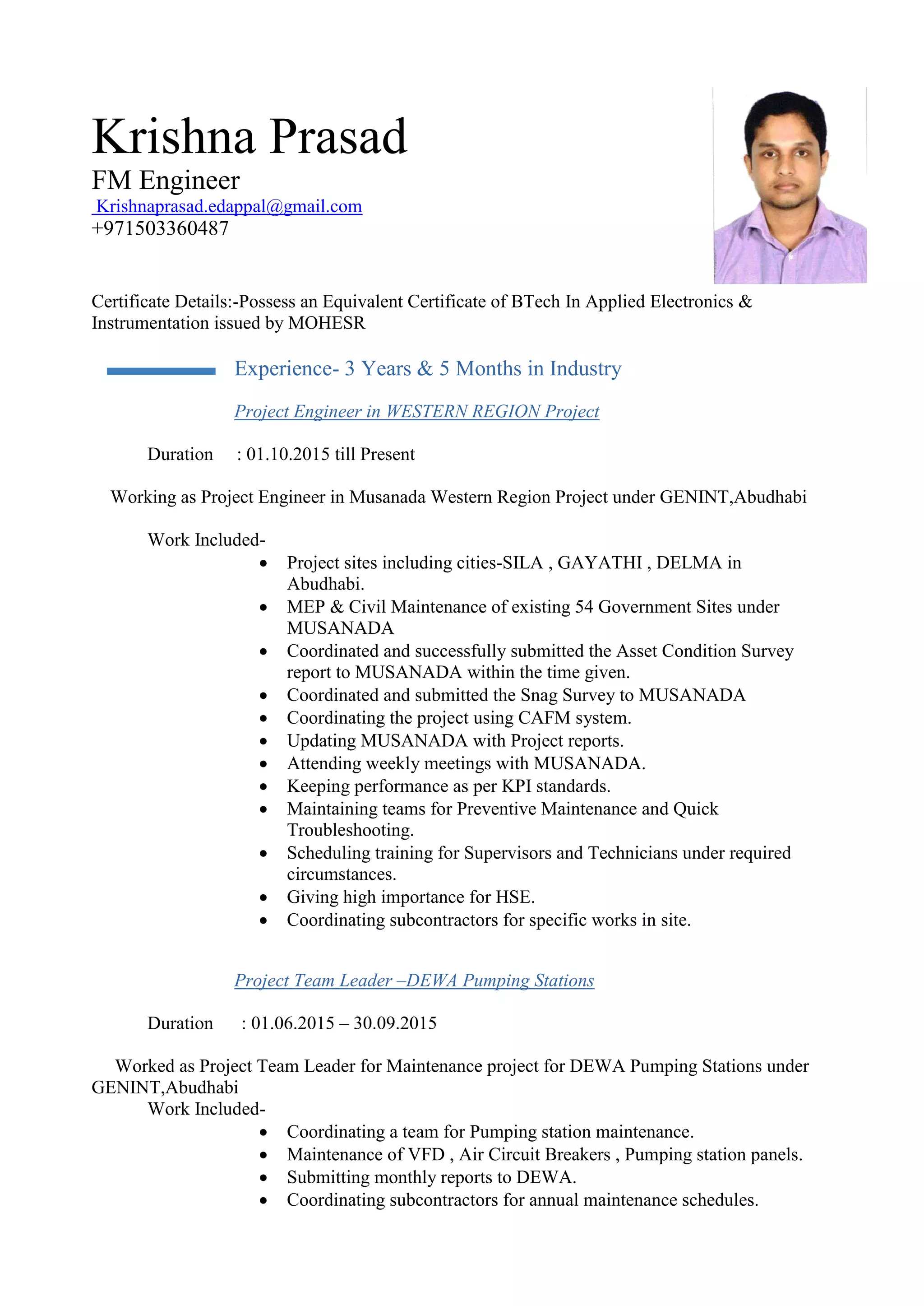 Krishna prasad fm engineer | PDF