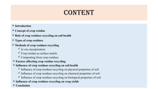 Recycling of crop residue for improving soil health | PPTX