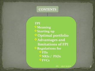 Krishnendu k p foreign portfolio investment | PPT