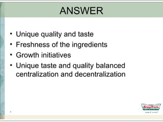 Krispy Kreme Case Study Solution | PPT