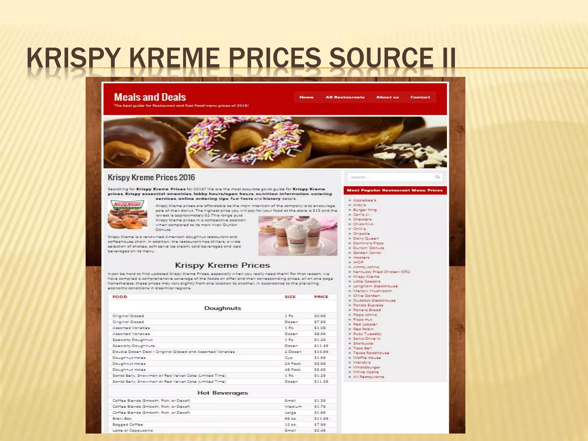 Krispy kreme prices 2016 | PPTX