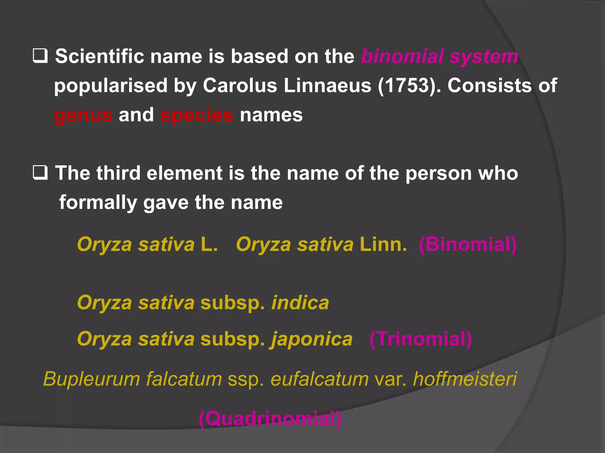 Introduction to Taxonomy, Components and Major Plant Taxonomist | PPTX