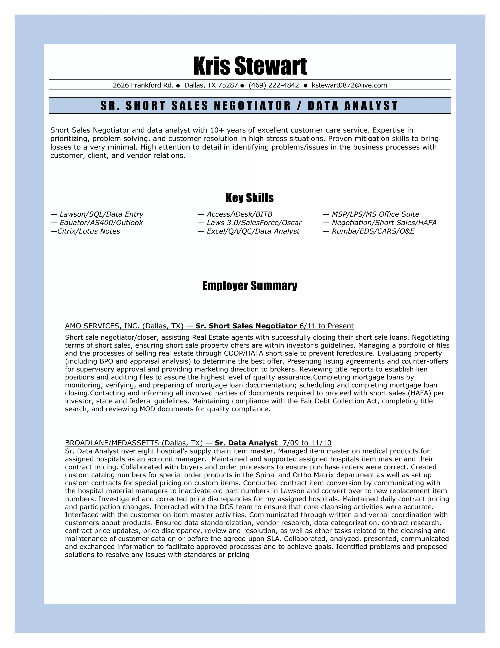 Kris Stewart Resume 2012 | PDF