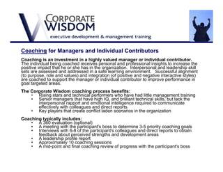 About Corporate Wisdom, Bio and Clients | PDF | Business Administration ...