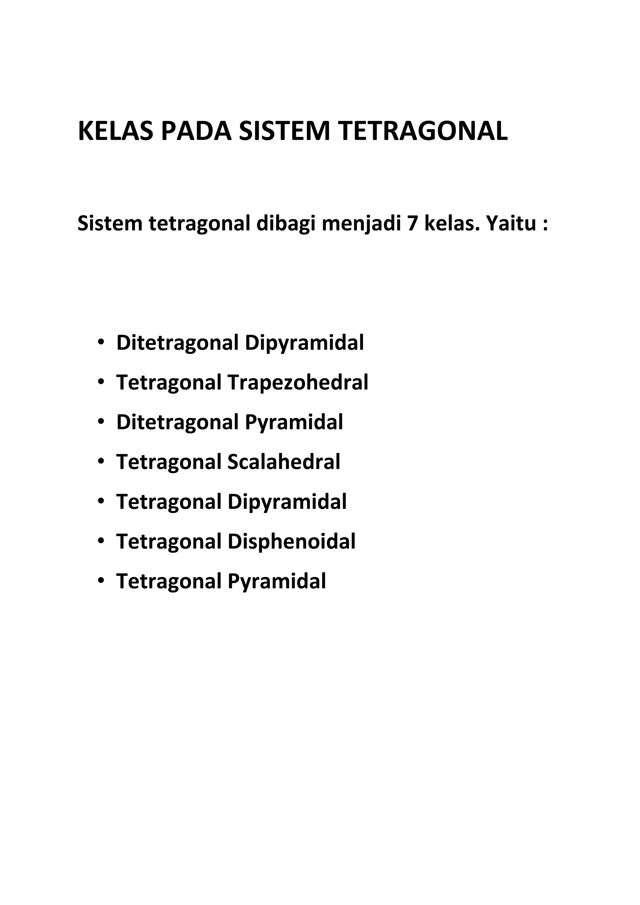 Kristalografi : sistem tetragonal | PDF