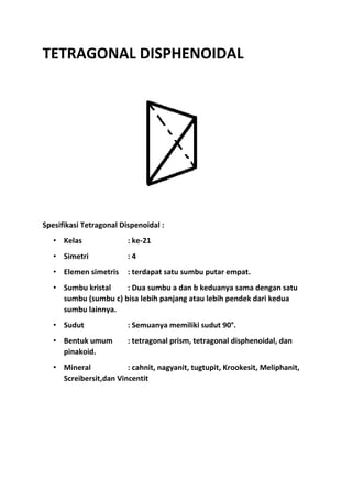 Kristalografi : sistem tetragonal | PDF