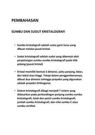 Kristalografi : sistem tetragonal | PDF